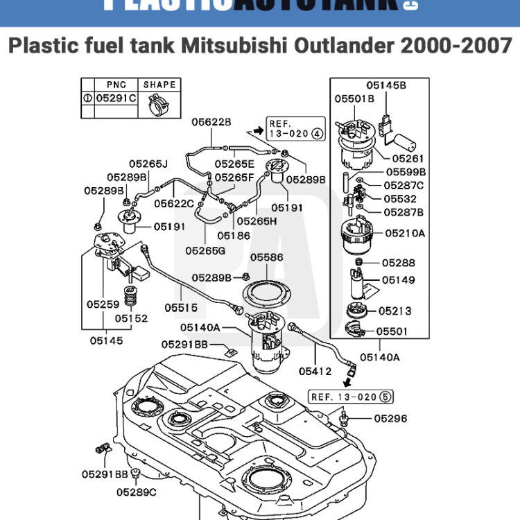 Plastic fuel tank – Mitsubishi Outlander 2000-2007 - Automobile Plastic ...