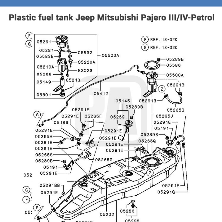 Plastic Fuel Tank Mitsubishi Pajero 3 Door Petrol 2000-2018